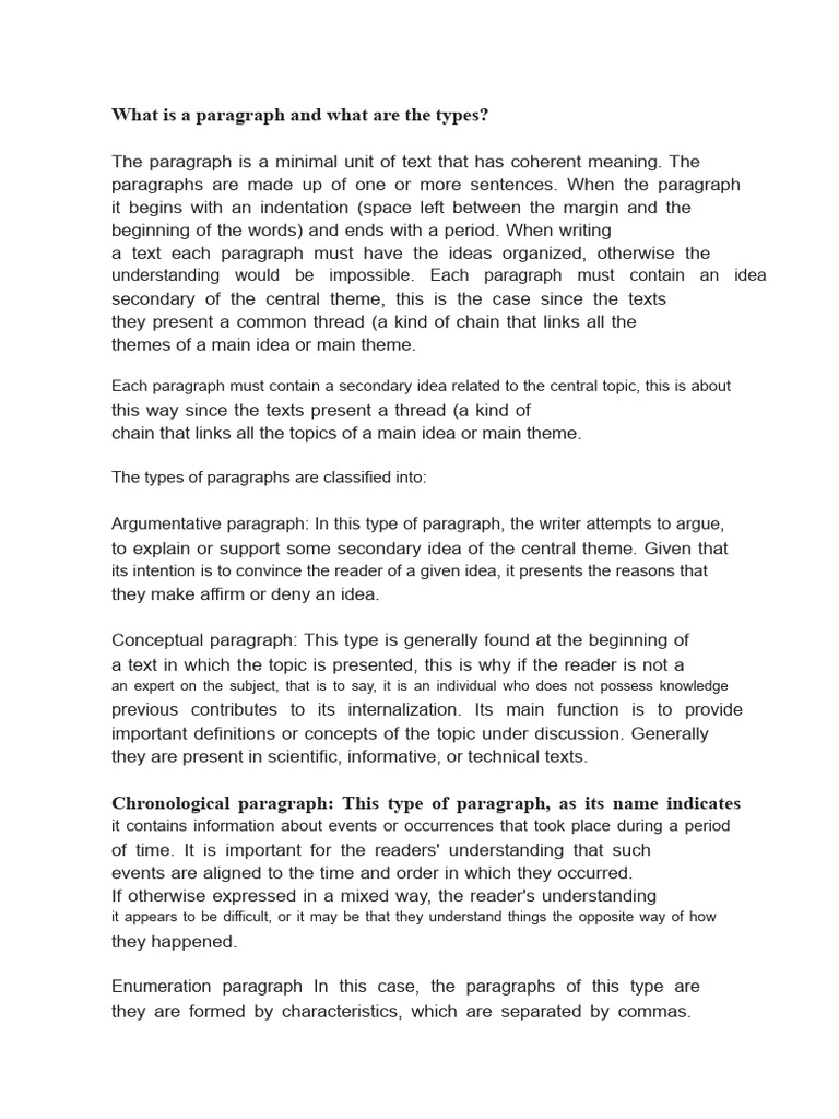 THE PARAGRAPH AND ITS TYPES | PDF | Paragraph | Cognitive Science
