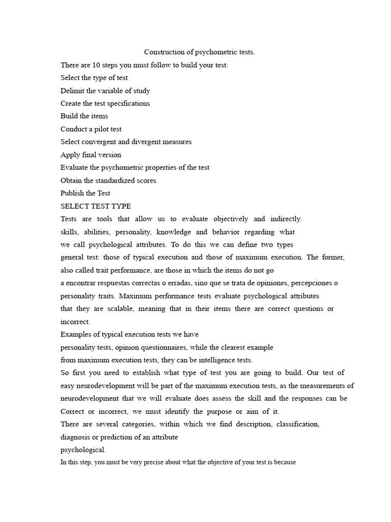 10 Steps to Build Psychometric Tests | PDF | Psychometrics | Psychology