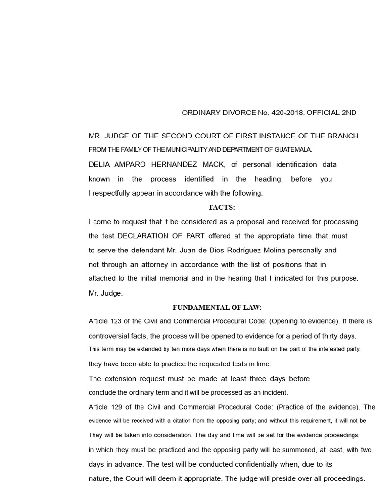 Memorial Declaration of Part | PDF | Testimony | Witness