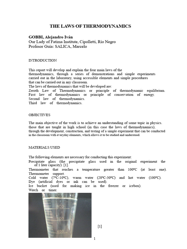 Experiments Laws of Thermodynamics | PDF | Temperature | Heat