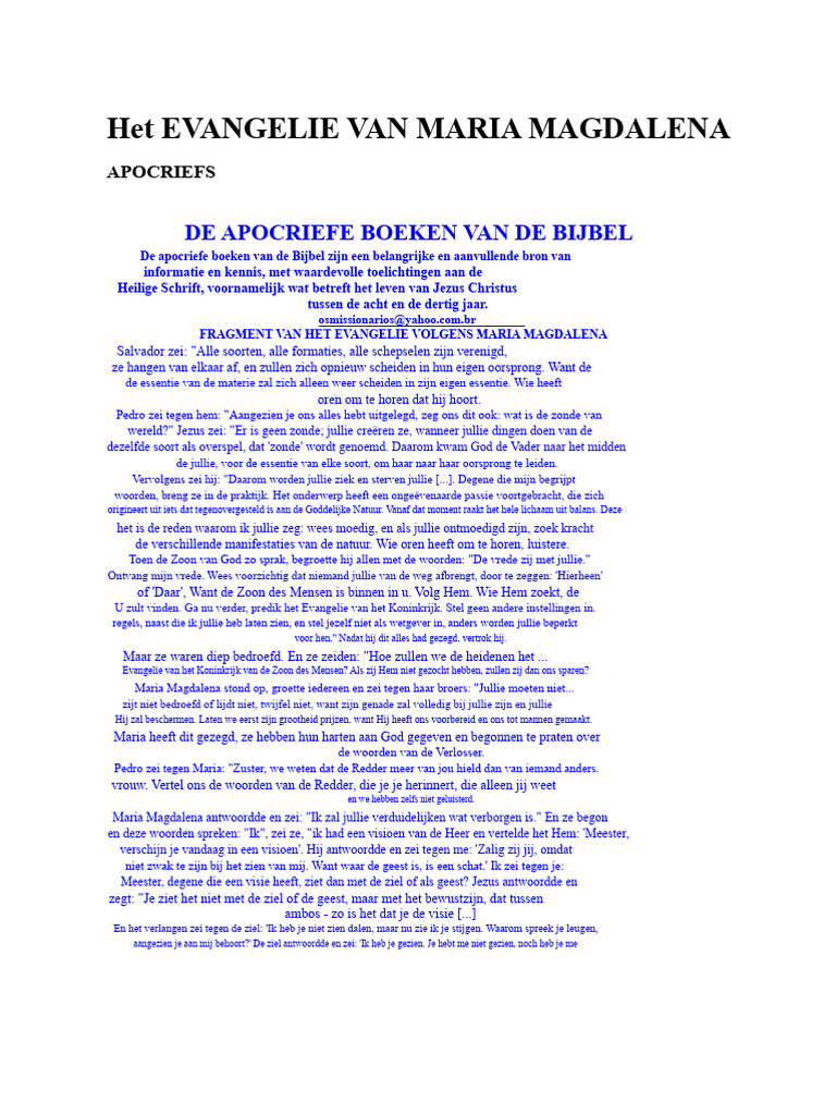 Het Evangelie Van Maria Magdalena | PDF