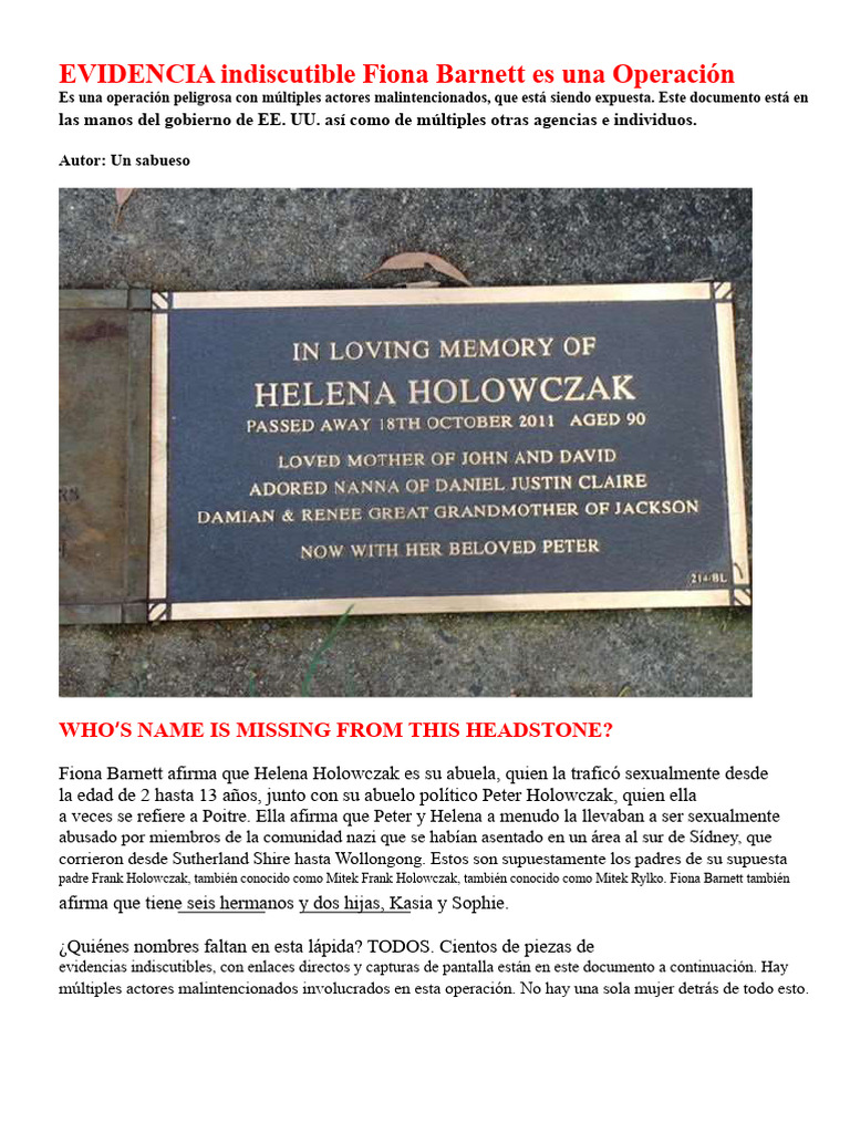 Línea de tiempo de la operación de Fiona Barnett Final | PDF | Violación