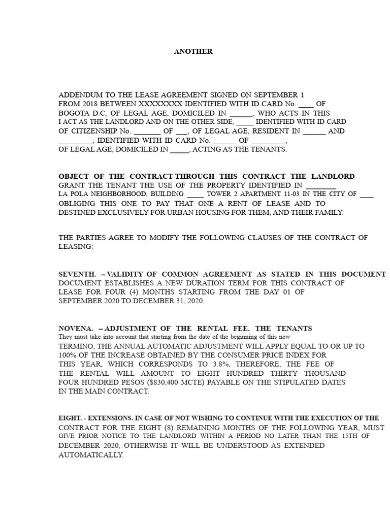MODEL OTHER IF LEASE CONTRACT | PDF | Lease | Leasehold Estate