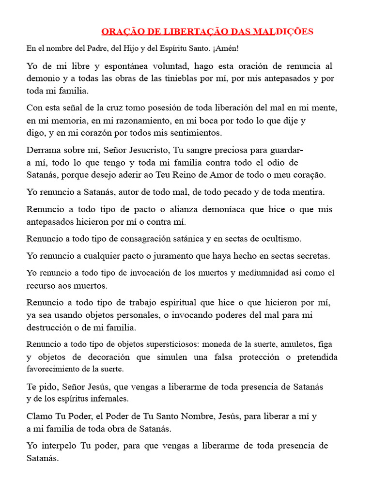 Oración de Liberación de Las Maldiciones | PDF | Pecado | Amor