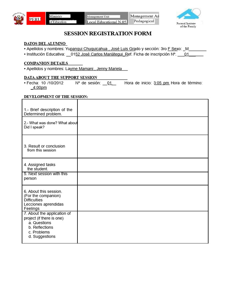 Blank Session Registration Form | PDF