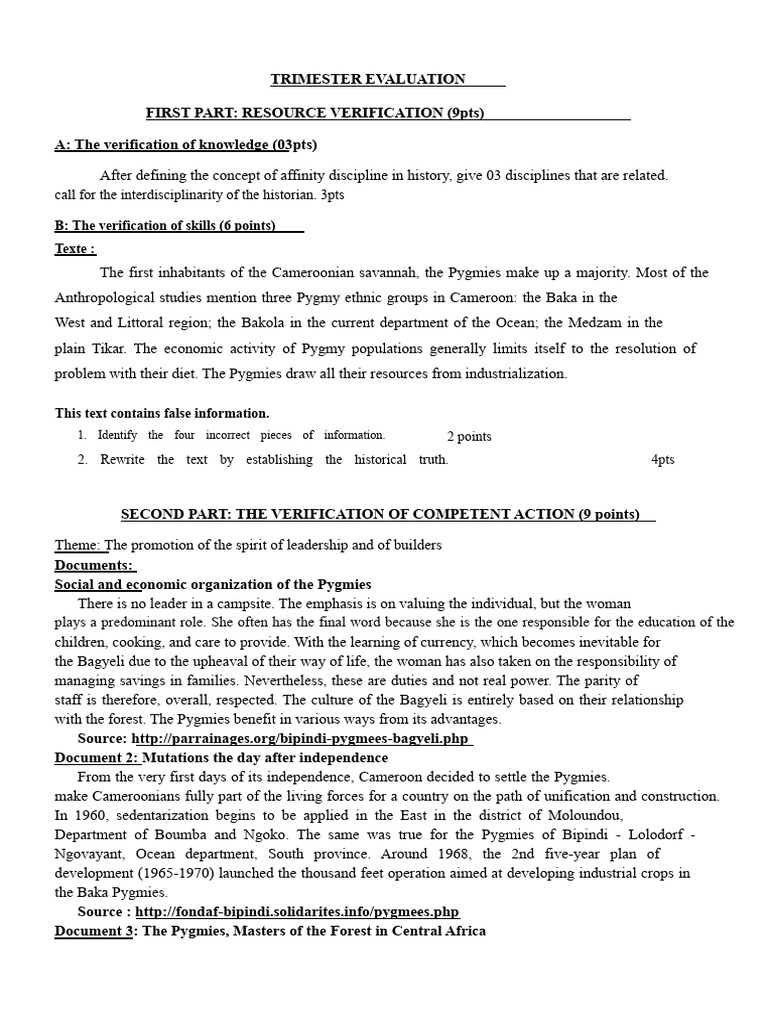 History 10th Grade Sequence 1 | PDF | Cameroon | Liberal Arts Education