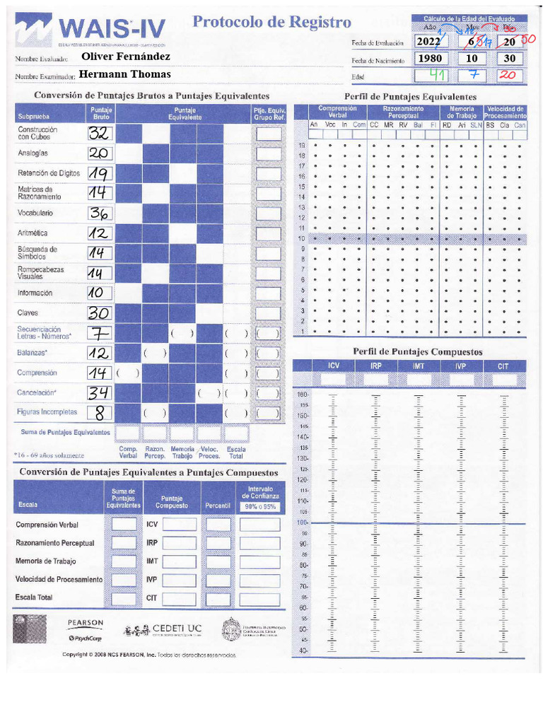 Protocolo Pedagógico WAIS-IV Corrigido | PDF