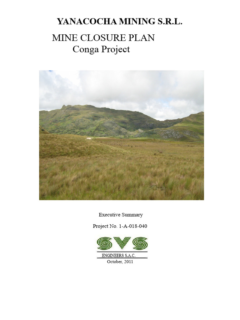 Conga Yanacocha Closure Plan | PDF | Mining | Water