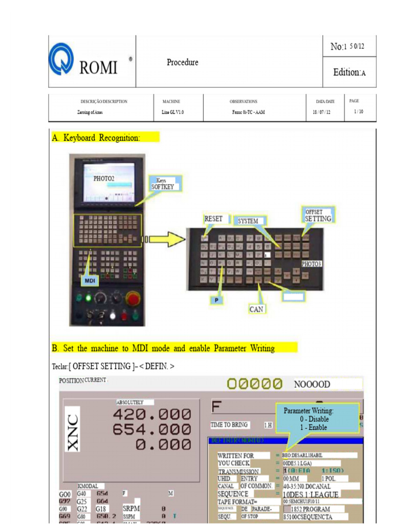 Zeroing Axes Procedure for Fanuc 0i-TC | PDF | Coordinate System