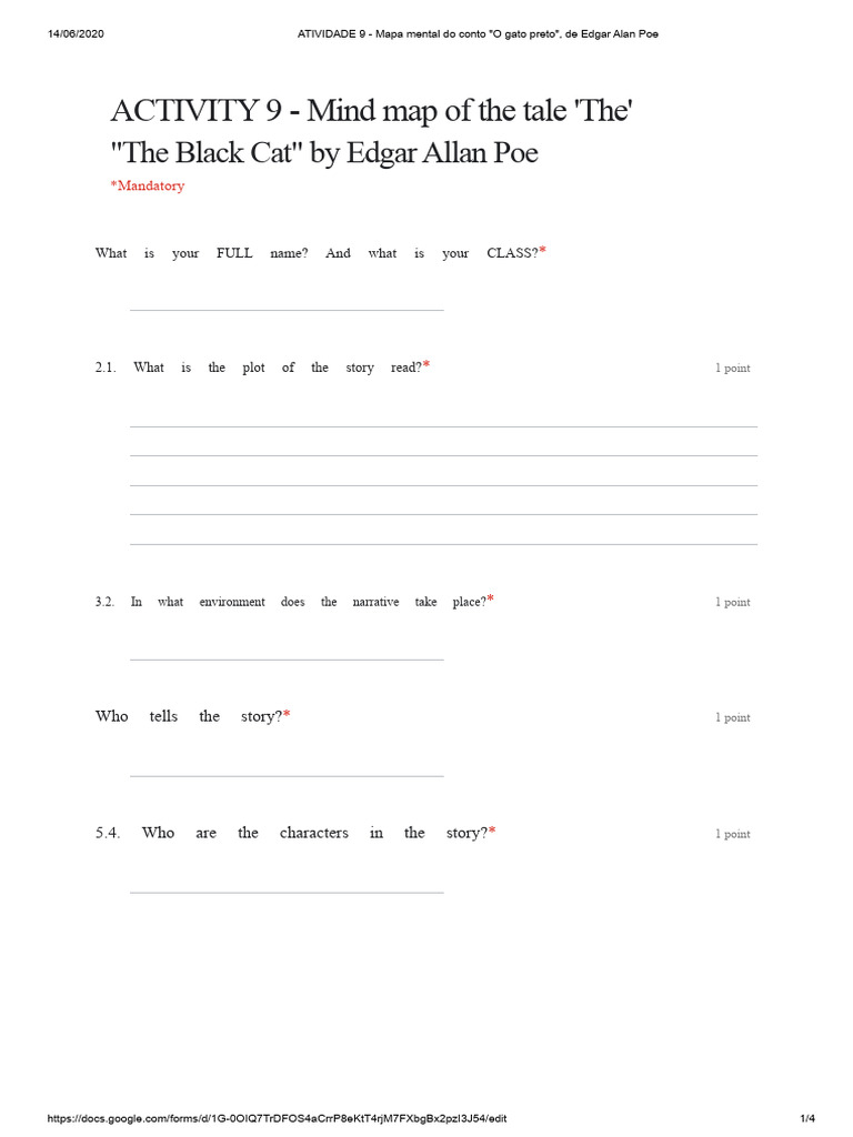 ACTIVITY 9 - Mind map of the story _The Black Cat_ by Edgar Allan Poe ...