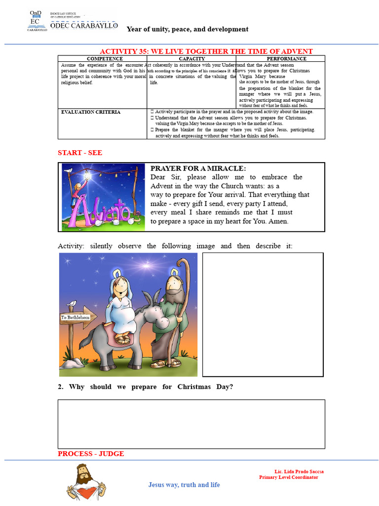 35 We Live Together The Advent Season Second Grade Primary | PDF ...