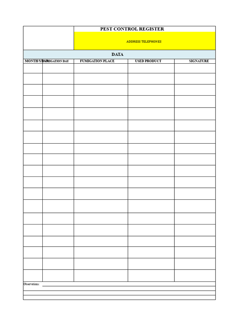 Pest Control Log | PDF
