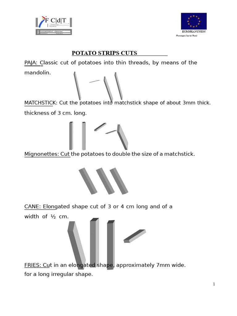 Types of Potato Cuts Explained | PDF