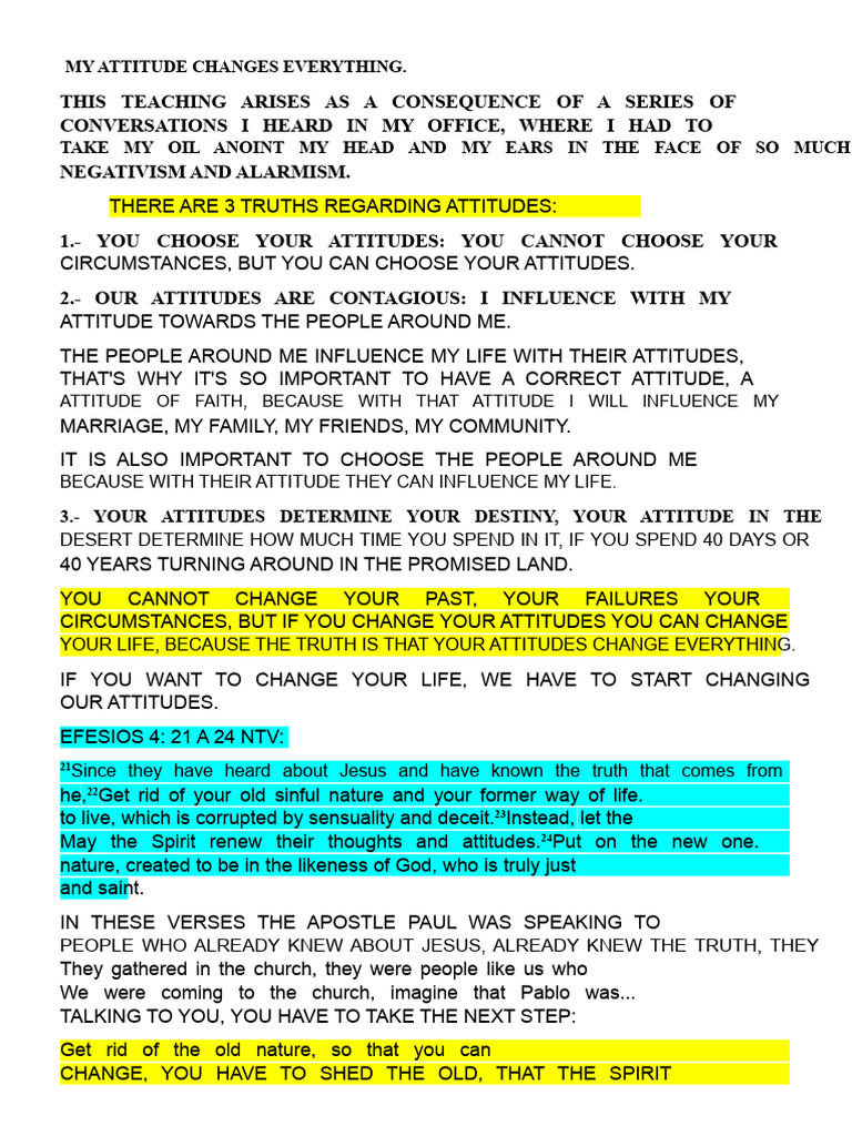 Your Attitude Changes Everything | PDF | Thought | Faith