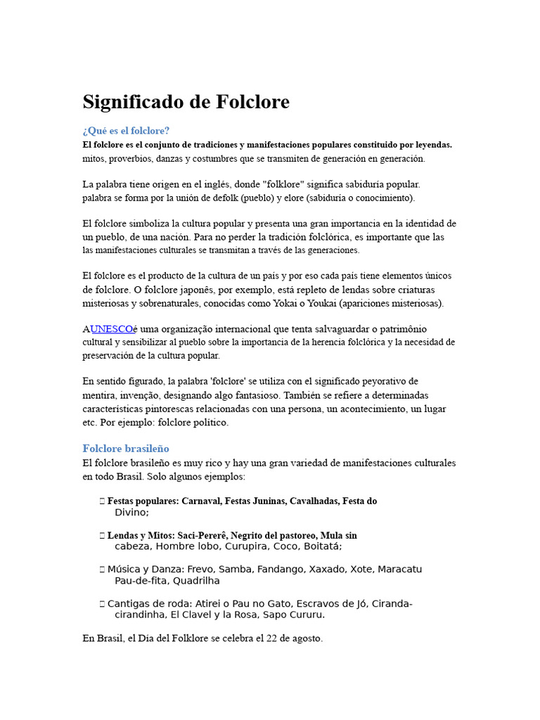 Significado de Folclore | PDF | Folklore | Carnaval