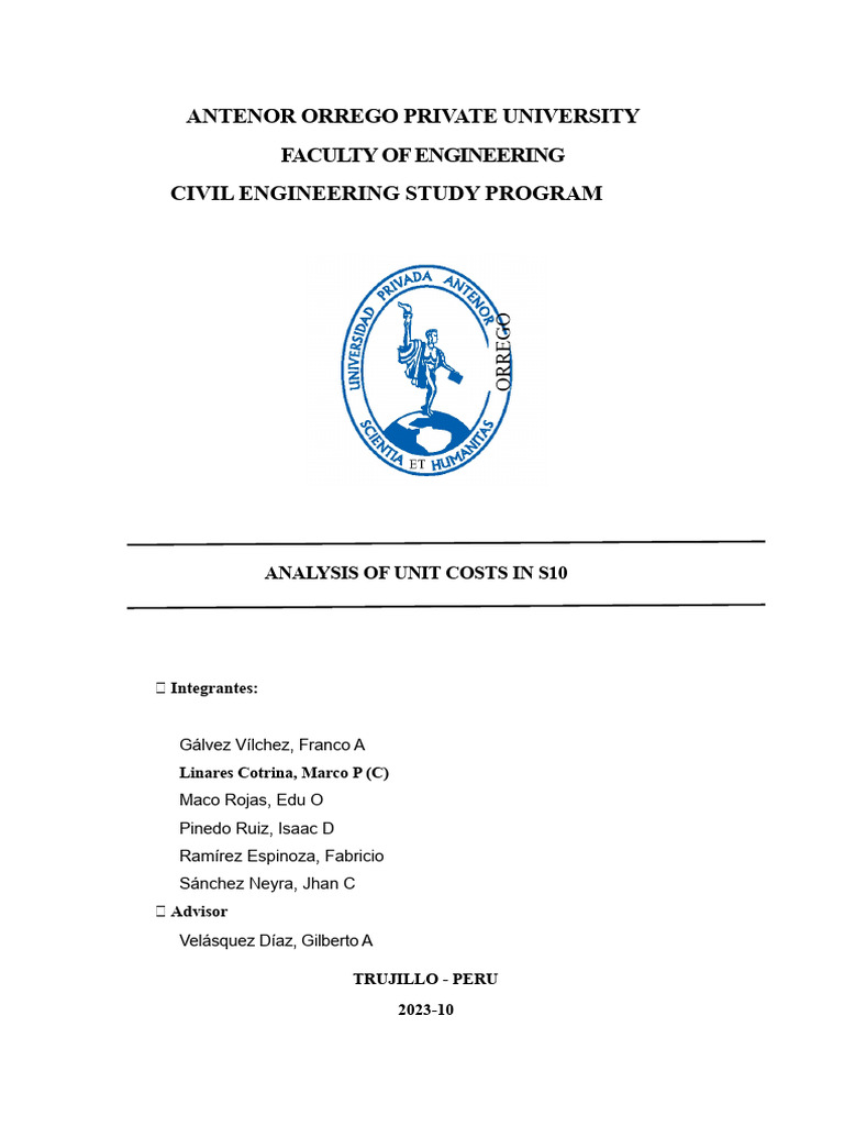 ANALYSIS OF UNIT COSTS WITH S10 | PDF | Budget