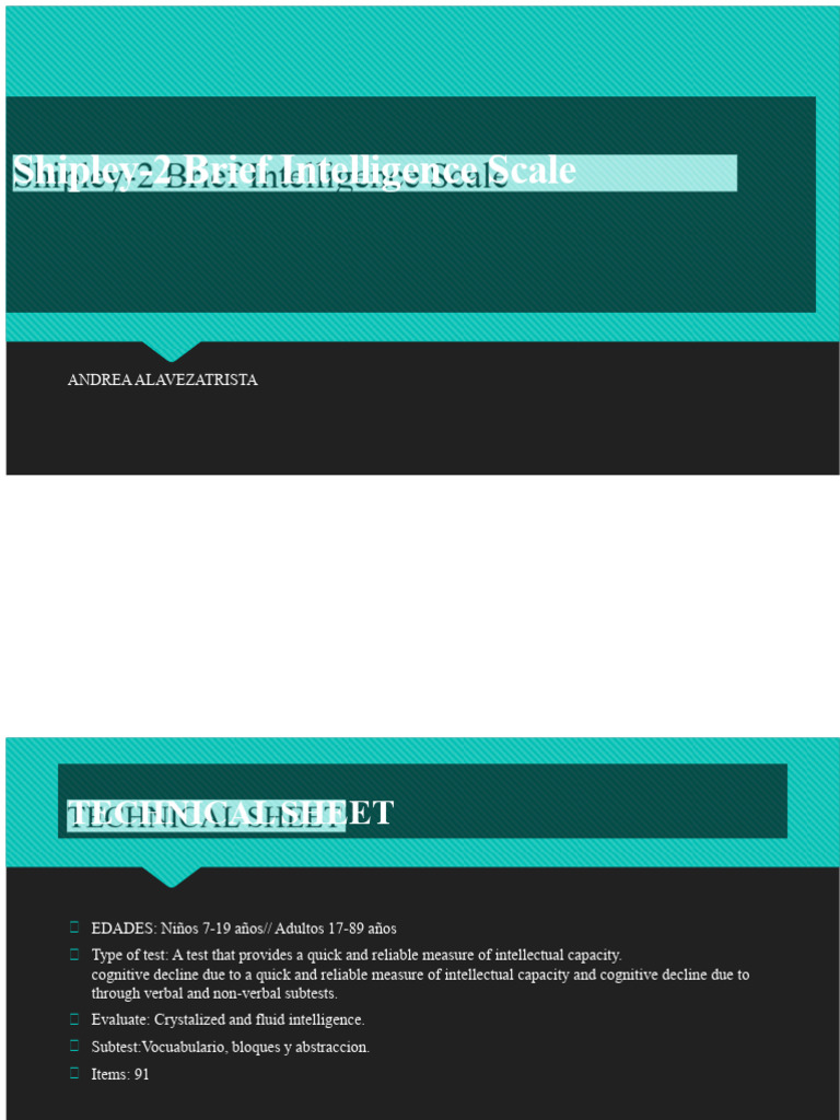 Shipley-2 Intelligence Scale Overview | PDF