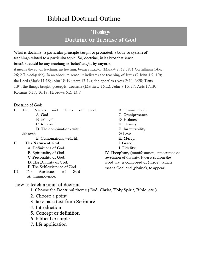 Biblical Doctrinal Outline | PDF