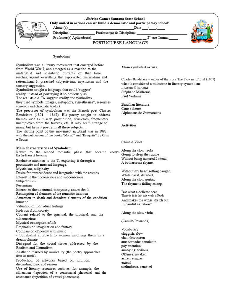 Symbolism Activity 2nd Year | PDF