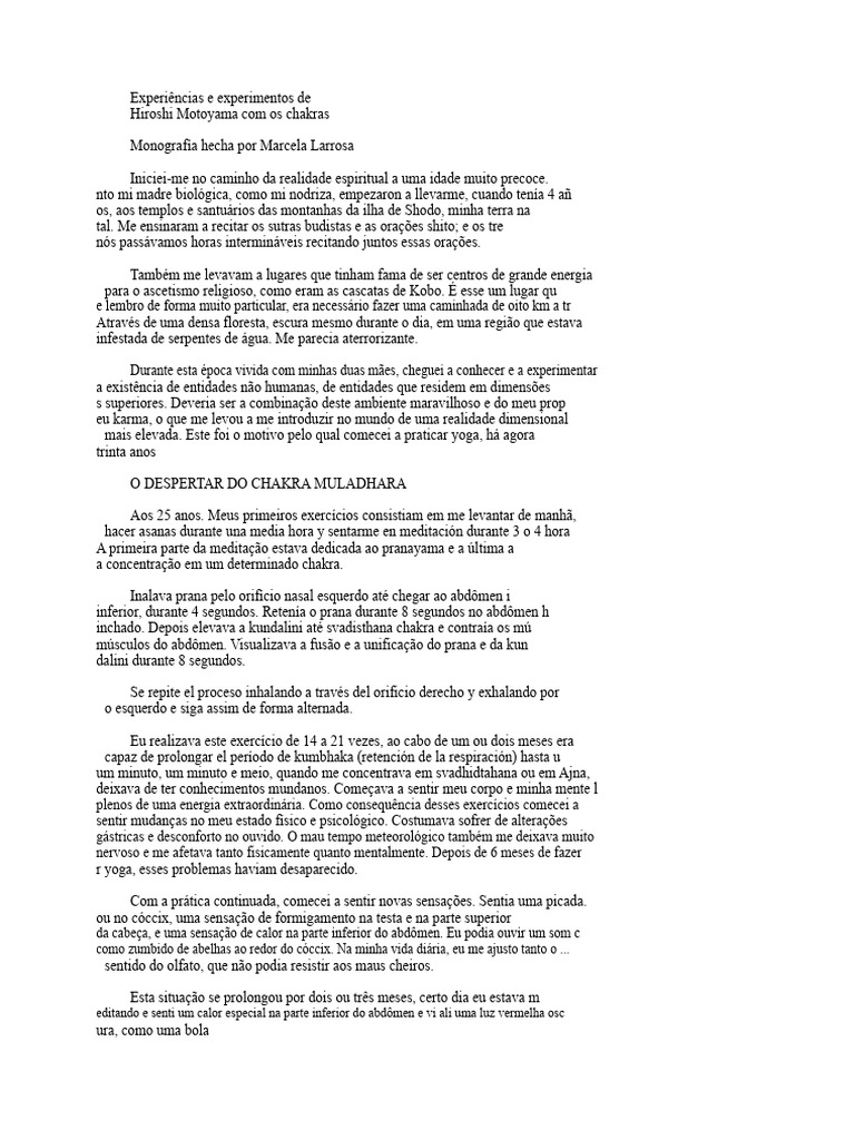 Experiência e Experimentos de Hiroshi Motoyama Sobre os Chakras | PDF ...