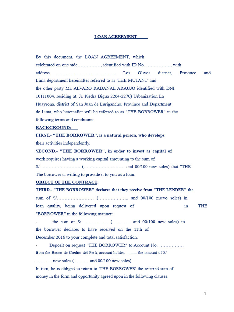 Loan Agreement Without Interest | PDF | Loans | Interest