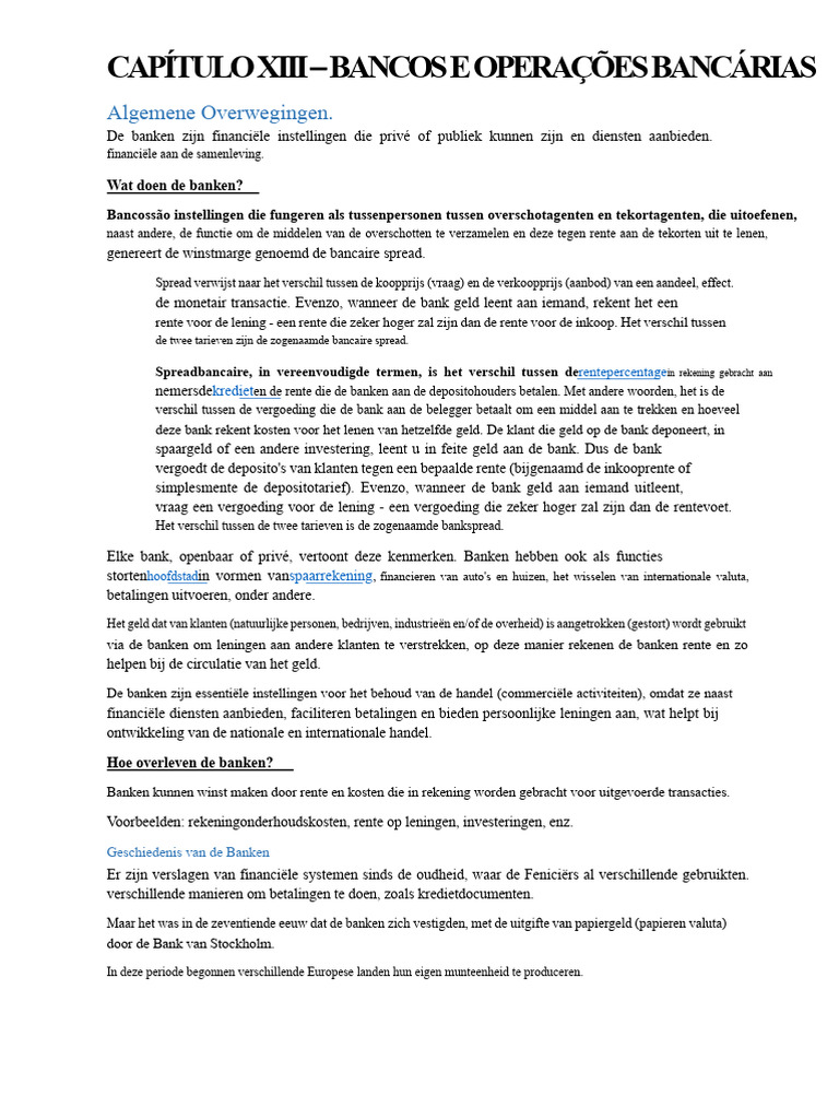 Banken en Bankoperaties | PDF