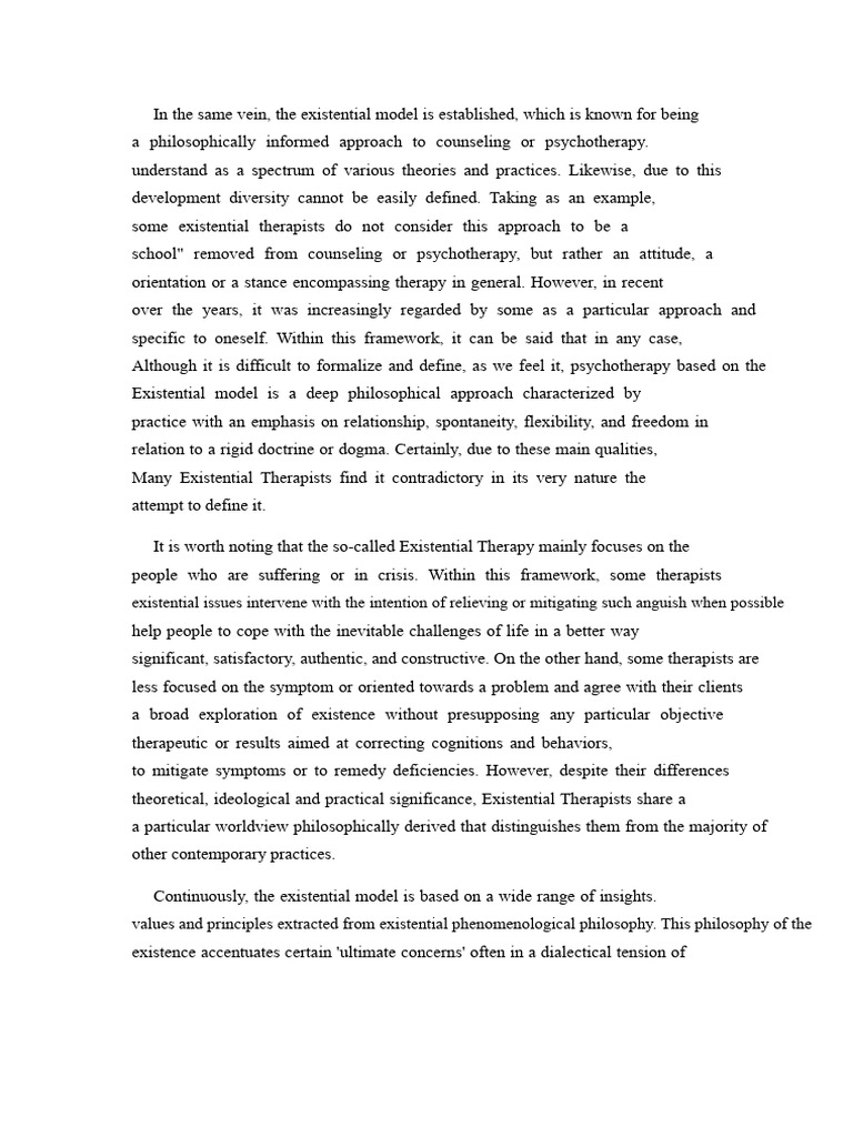 Existential Model | PDF | Psychotherapy | Existentialism