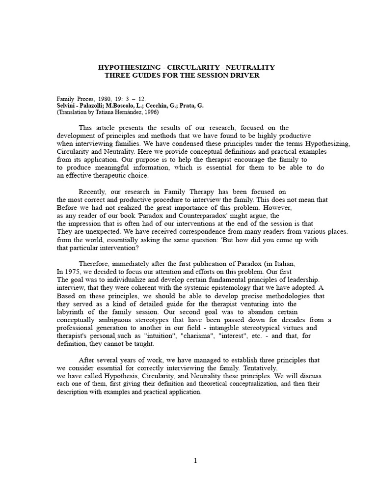 Family Therapy: Hypothesizing Principles | PDF | Hypothesis | Information