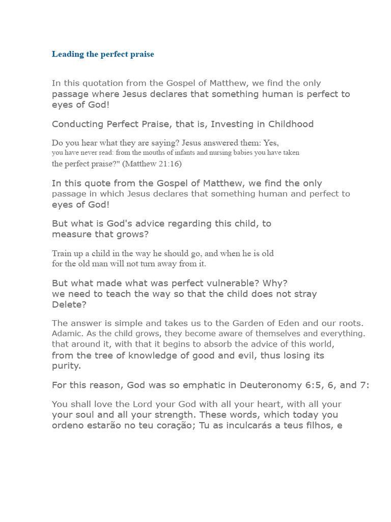 Leading the perfect praise children | PDF | Jesus | God