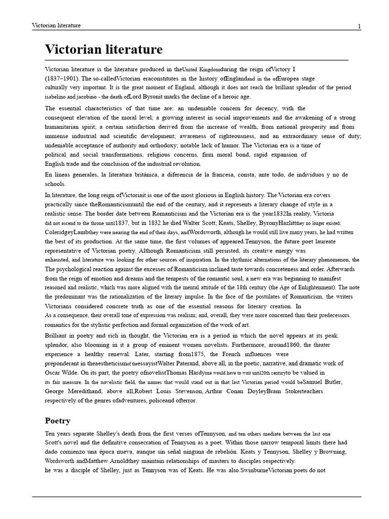 Overview of Victorian Literature | PDF | Poetry | Romanticism