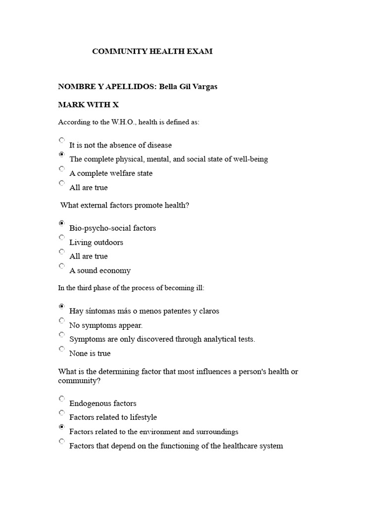 Community Health Exam | PDF