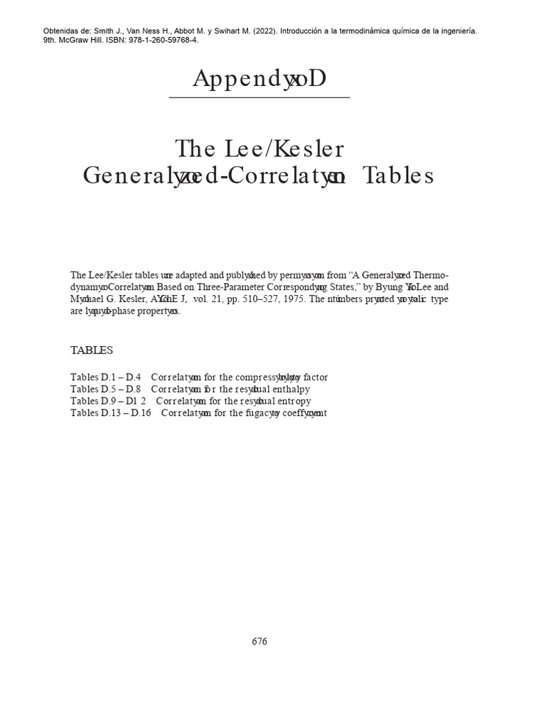 Lee-Kesler Tables | PDF