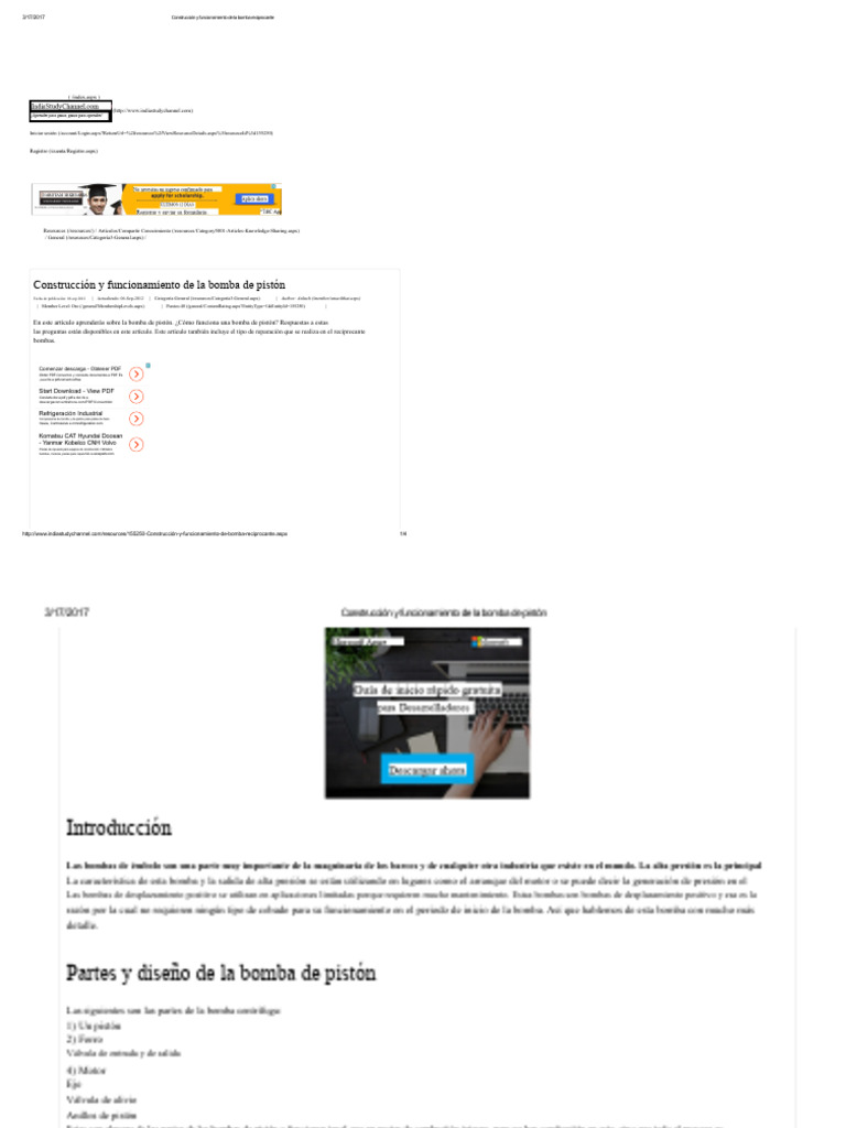 Construcción y funcionamiento de la bomba de émbolo | PDF | Pistón | Bomba