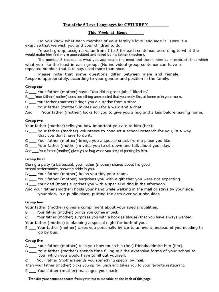 2 - Test_The 5 Love Languages_Children | PDF