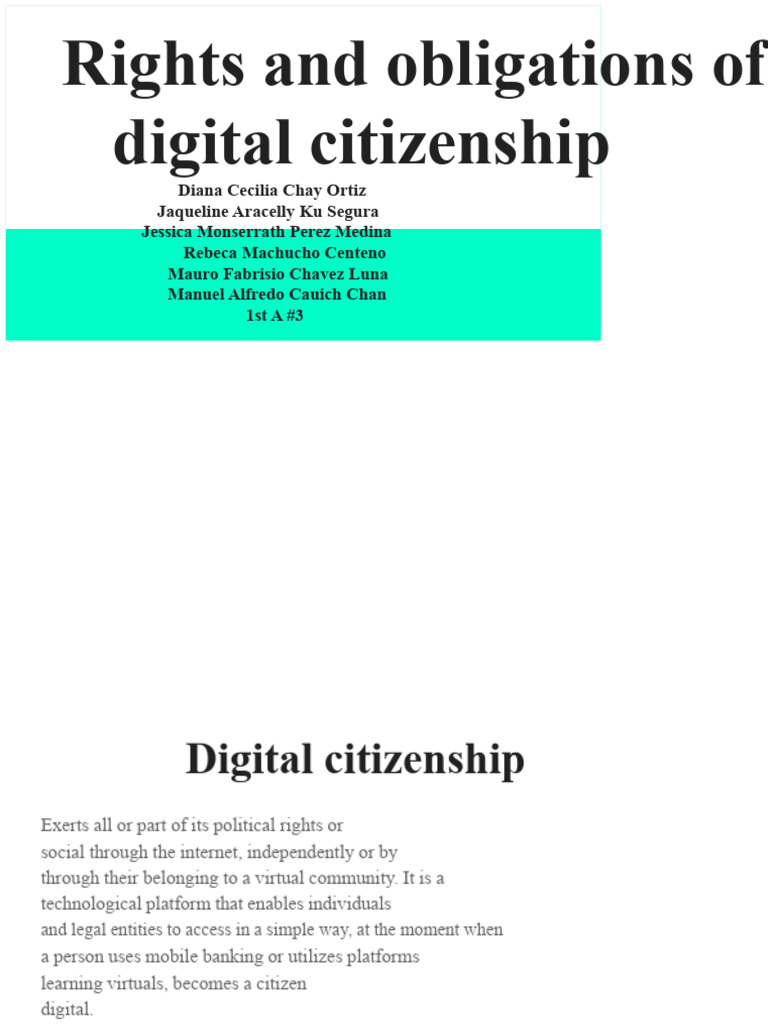 Rights and Obligations of Digital Citizenship | PDF | Citizenship ...
