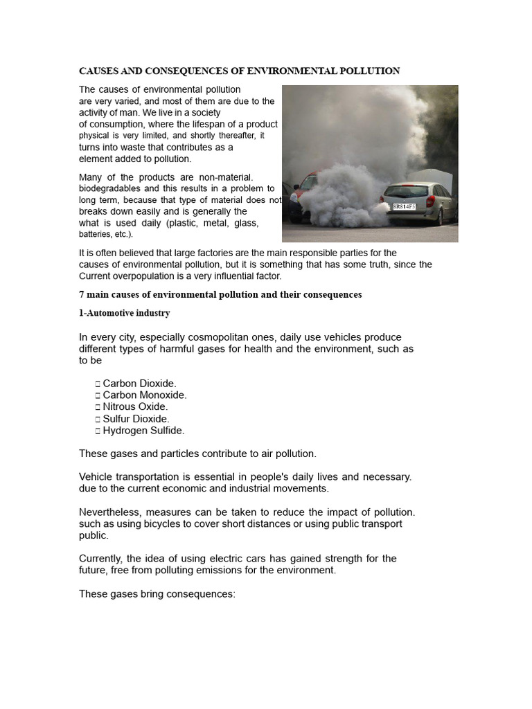 Causes and Consequences of Environmental Pollution | PDF | Pollution ...