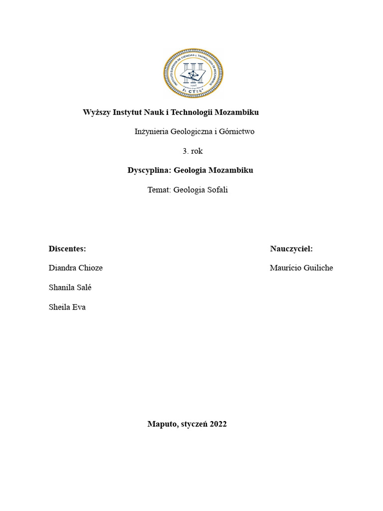 Geologia Sofali (Geologia Mozambiku) | PDF