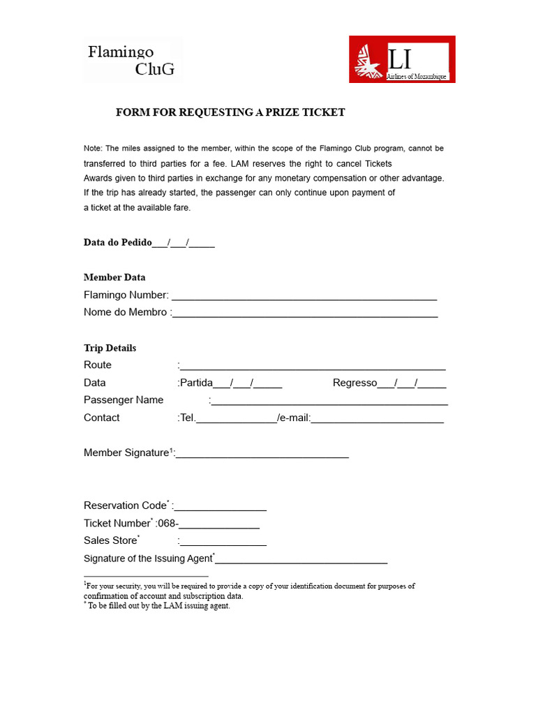 Prize Ticket Form | PDF