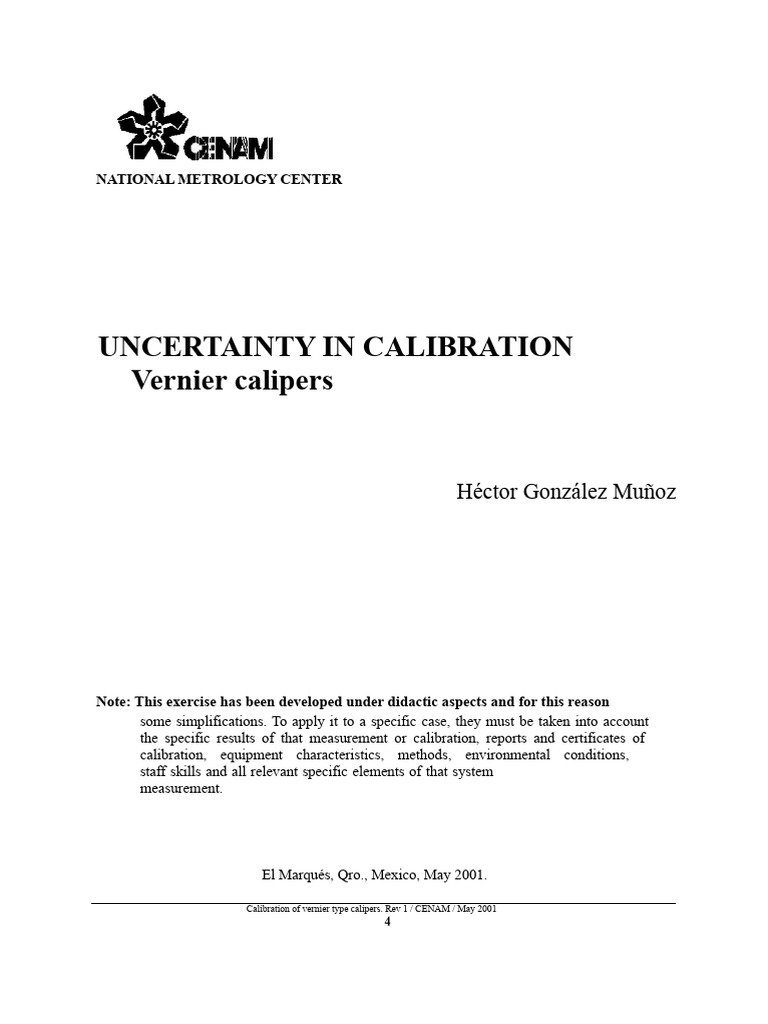 Calibration Uncertainty of Vernier Calipers | PDF | Calibration ...