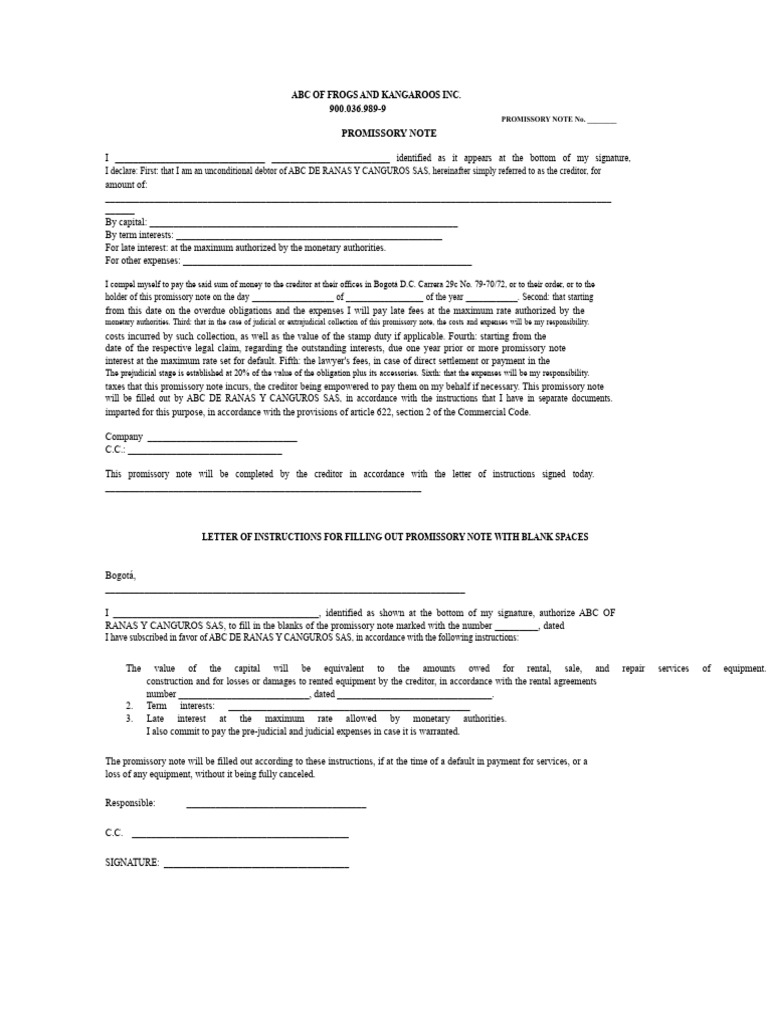 FORMAT OF PROMISSORY NOTE | PDF | Promissory Note | Interest