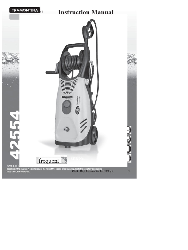 High-Pressure Washer 2350 psi Manual | PDF | Washing Machine | Ac Power ...