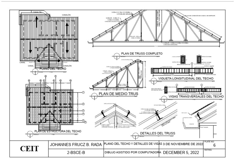 Planos y Detalles de Estructura de Techo | PDF