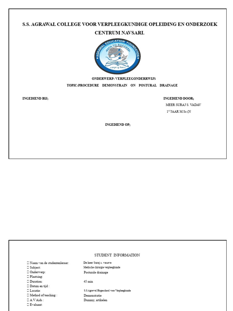 Procedure Demonstratie Van Posturale Drainage | PDF