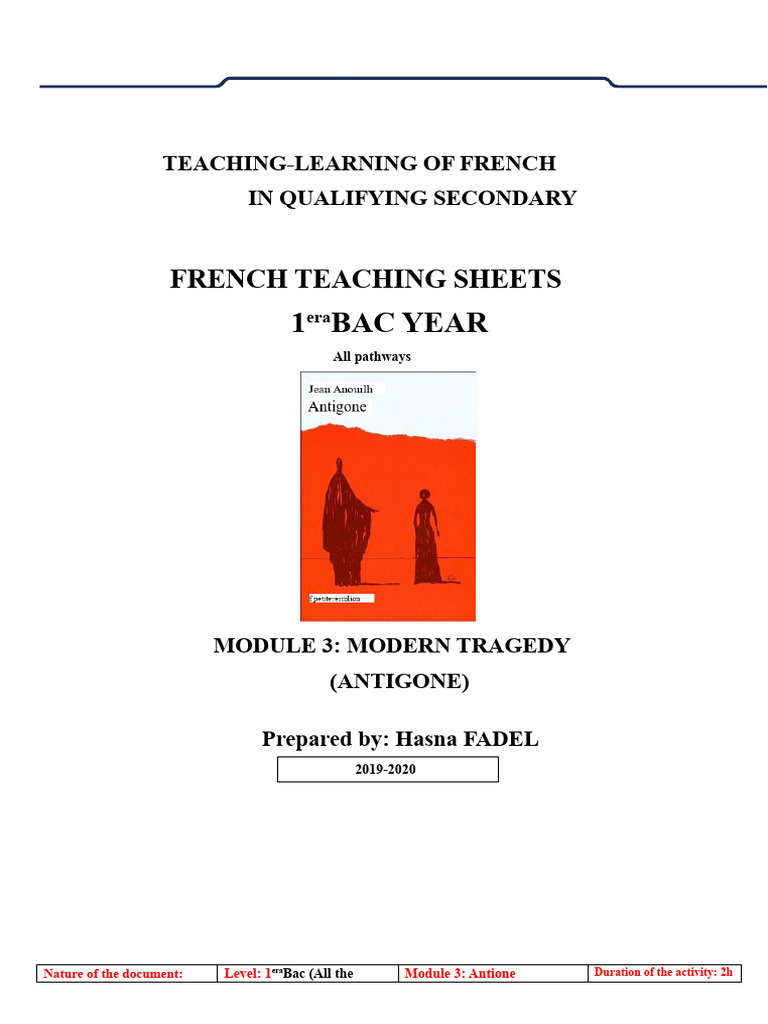 Teaching French: Antigone Module Guide | PDF | Oedipus | Theban Mythology