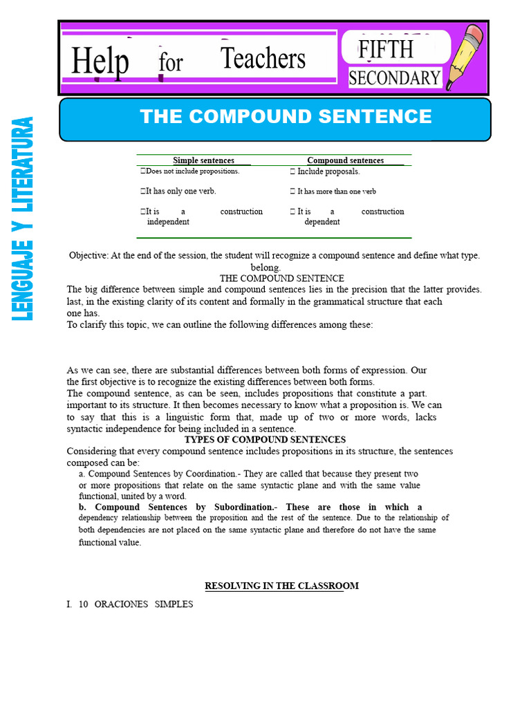 Understanding Compound Sentences | PDF | Sentence (Linguistics ...