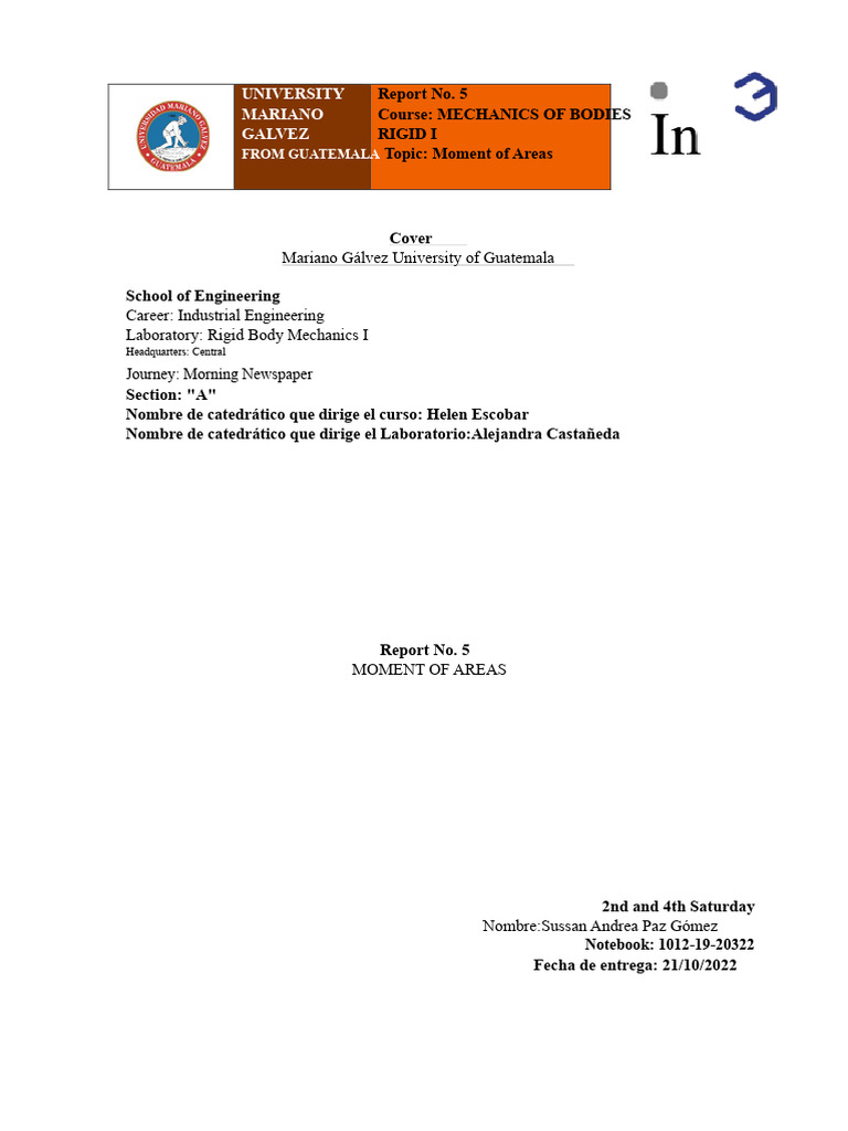 PRACTICE REPORT 5 - AREA MOMENTS | PDF | Mathematical Physics | Geometry