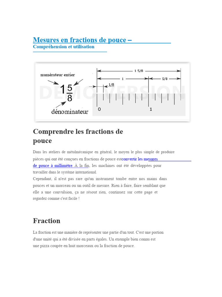 Comprendre les fractions de pouce | PDF | Théorie des nombres ...