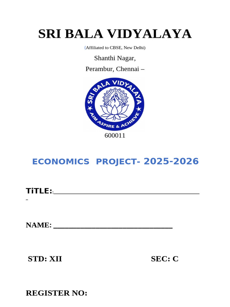 Economics Project Certificate 2025-2026 | PDF