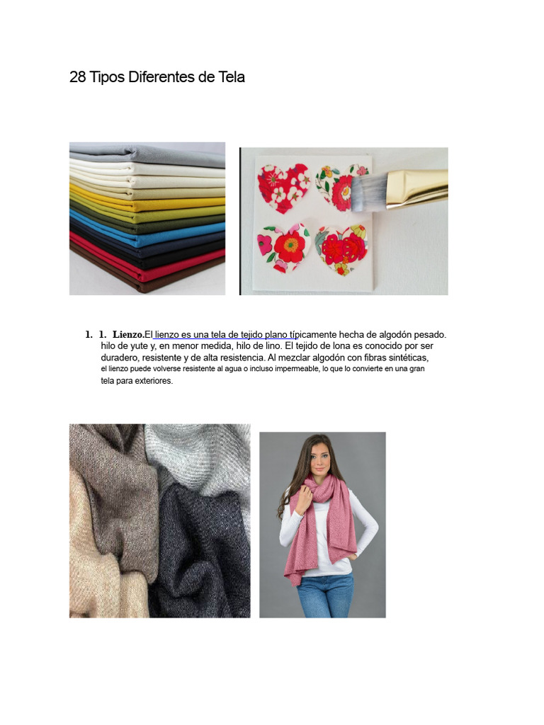 28 Tipos de Tela y Sus Usos | PDF | Textiles | Seda