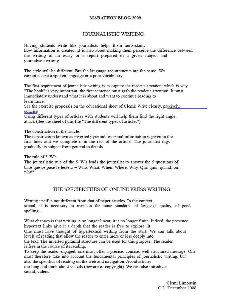 Journalistic writing | PDF | Writing | Communication